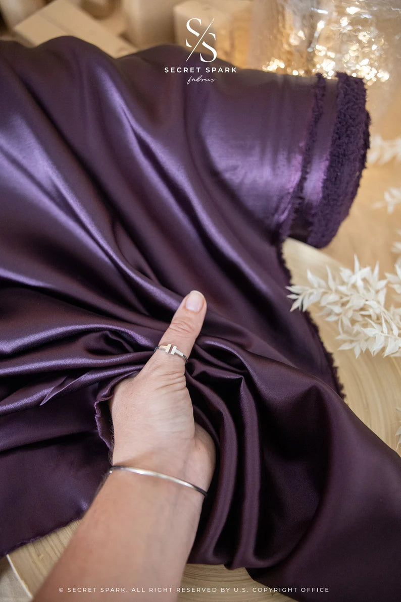 Fabric Store Blackberry Color 1 Way Stretch Satin for Evening Wear ...