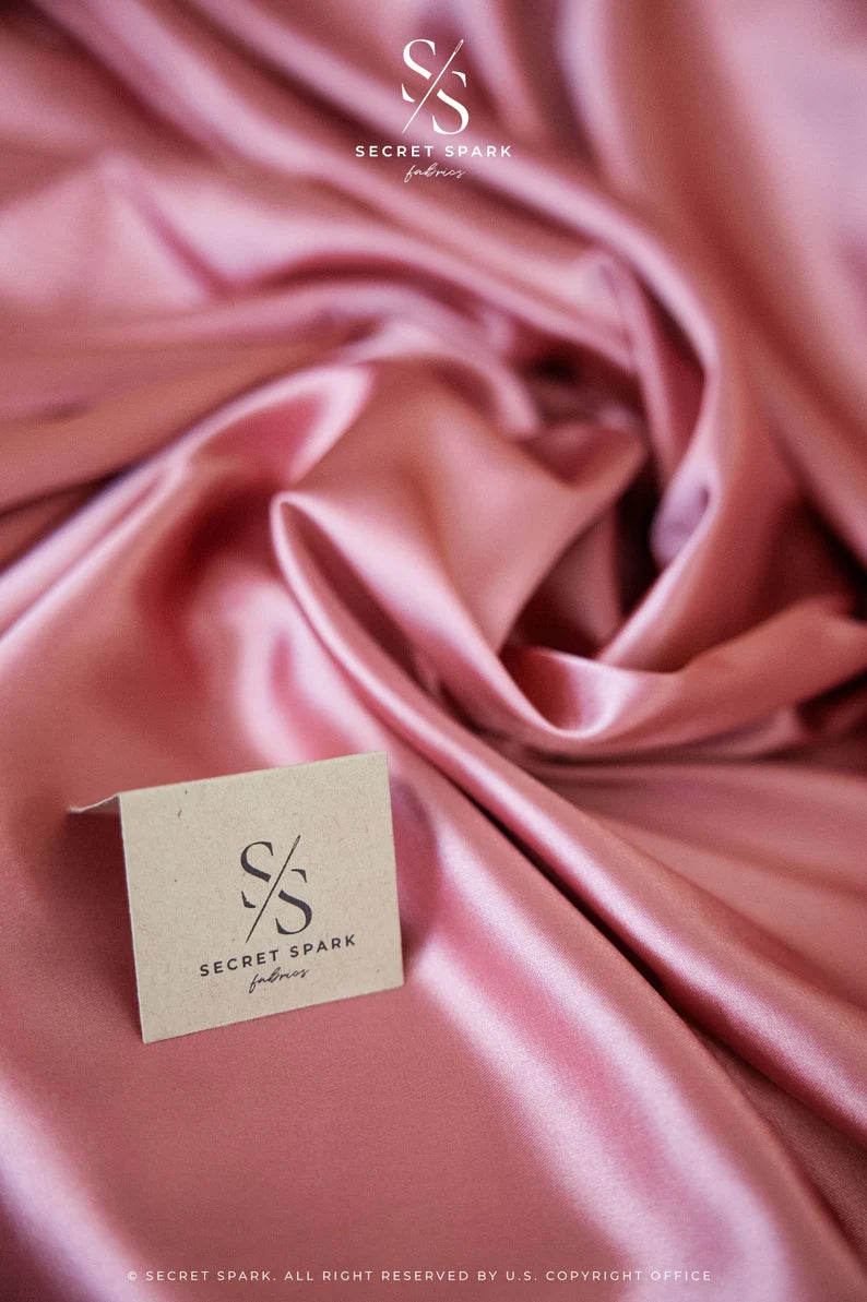 Dark Rose Color Premium Charmeuse Fabric for Evening Wear – Secret ...