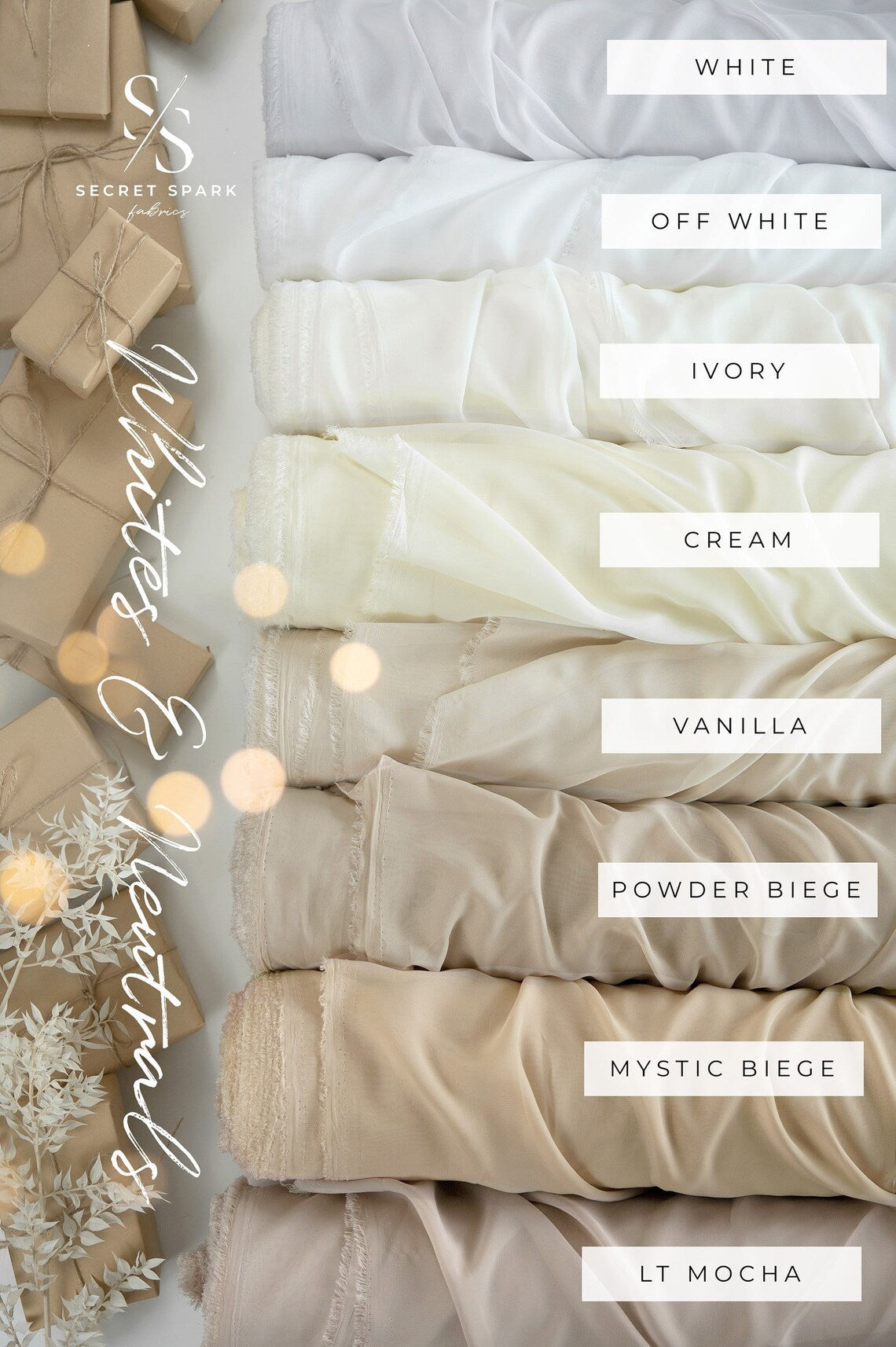 Chiffon Light Mocha Color Premium Fabric by the Yard, Home Decor ...
