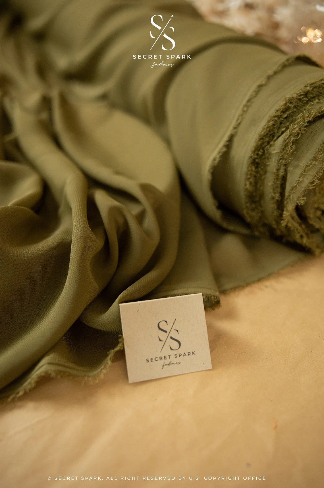 Buy Fabric Online Aura Chiffon - Olive Green Material by the Yard ...