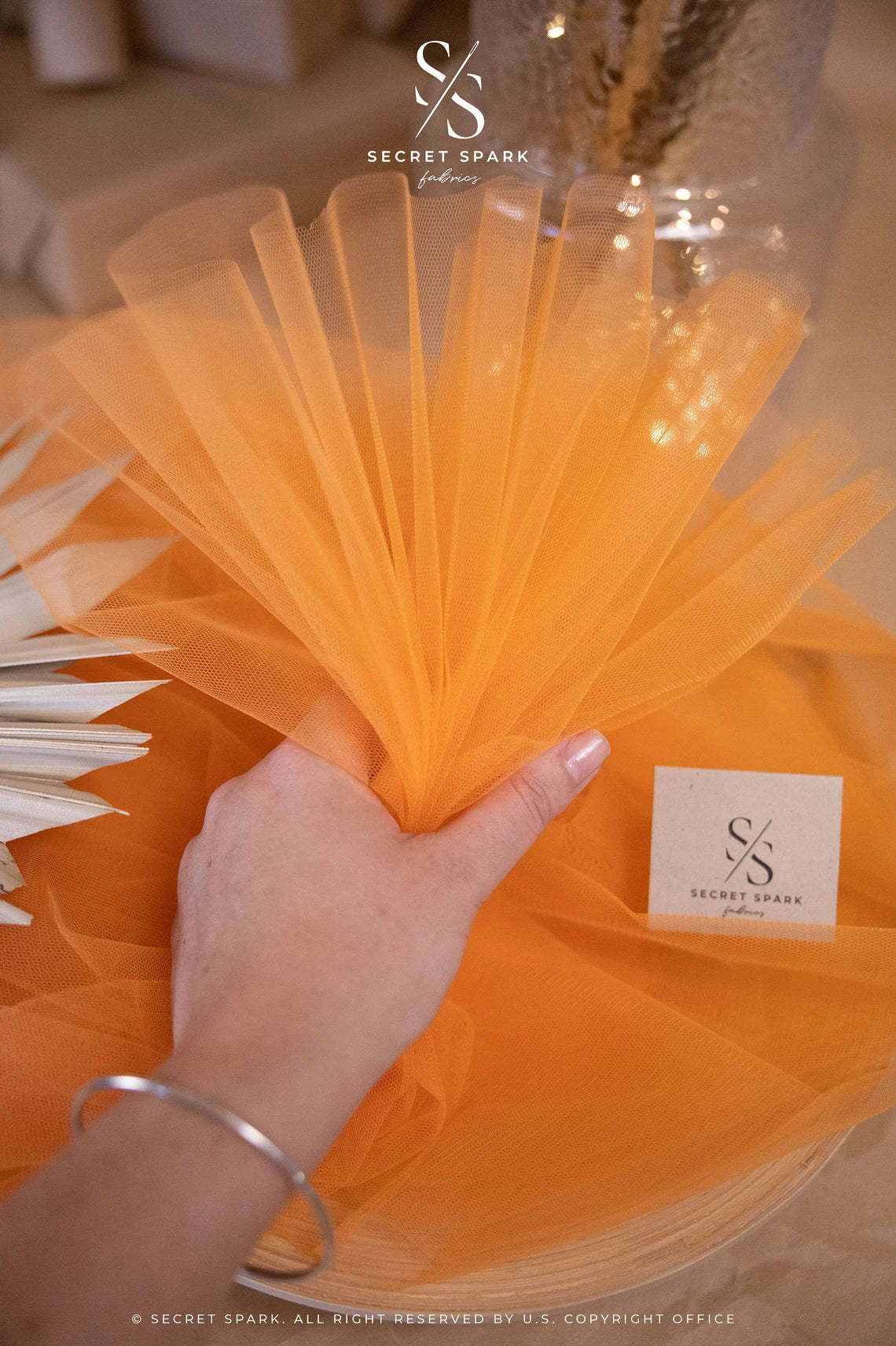 Tulle 59" Orange Color Soft Matte Fabric by the Yard, Premium Quality ...