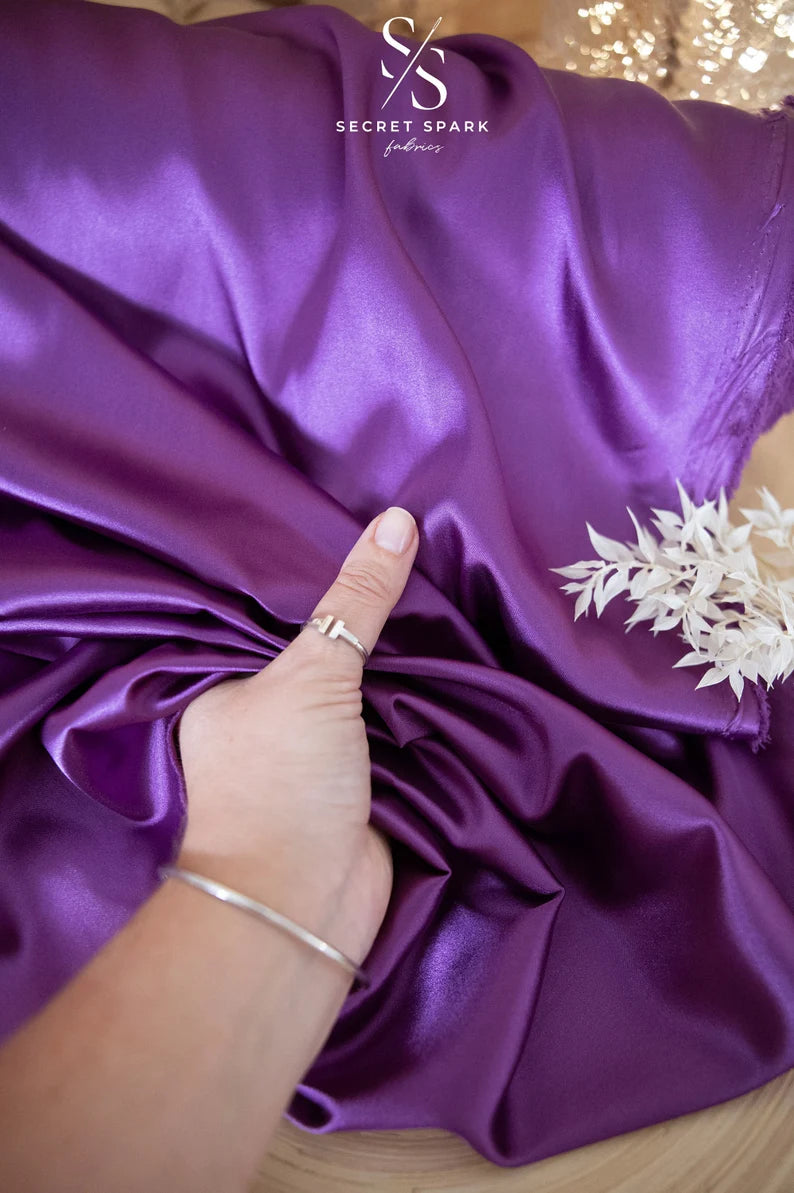 Online Fabric Store Iconic Silky Satin - Purple Color Premium Charmeuse ...