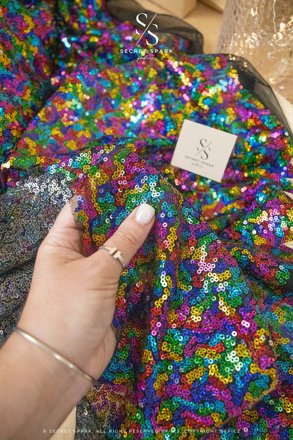Shop Rainbow Sequin Fabric | Hologram Mesh for Stage & Party Decor ...