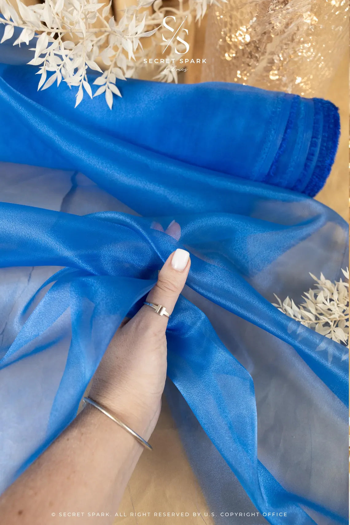 Buy Royal Blue Organza | Sheer Crystal Fabric for Evening & Events ...