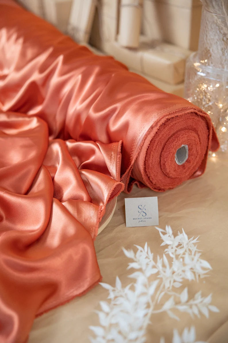 Fabric Online Shopping Iconic Silky Satin - Rust Color Soft Charmeuse 1 ...