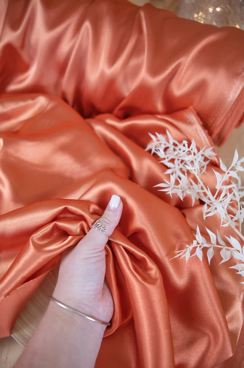 Fabric Online Shopping Iconic Silky Satin - Rust Color Soft Charmeuse 1 ...