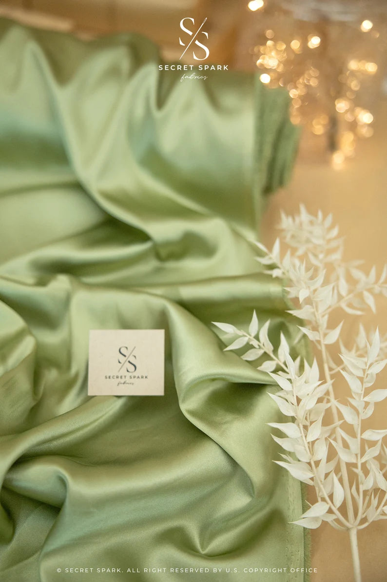 Fabric Online Shopping Iconic Silky Satin - Sage Green Color Premium ...