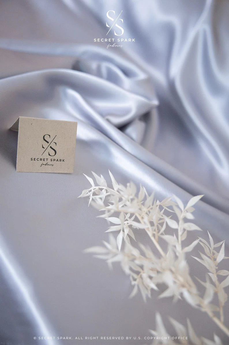 Online Fabric Store Iconic Silky Satin - Silver Gray Color Premium ...