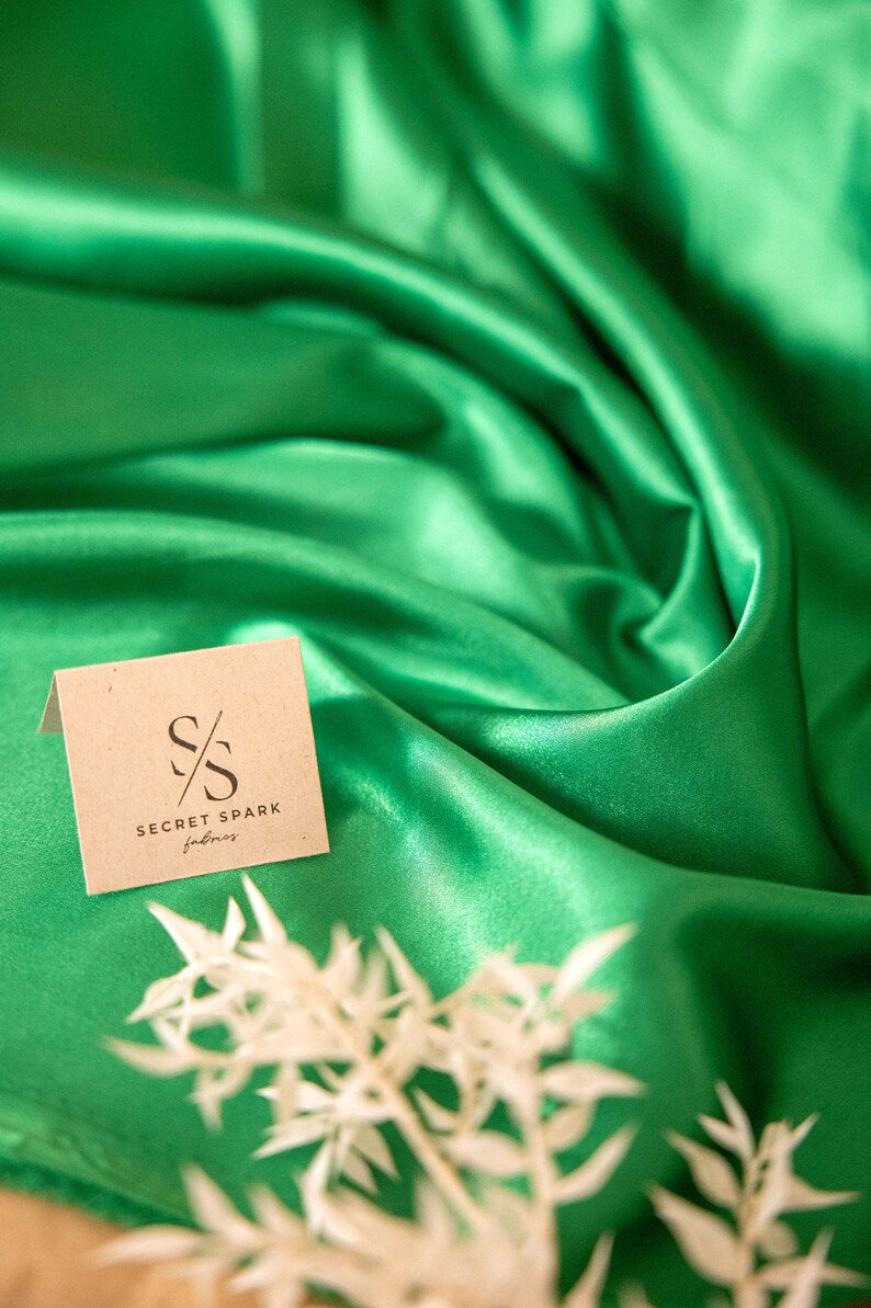 Order Fabric Online Spring Green Silky Satin - Quality Premium ...