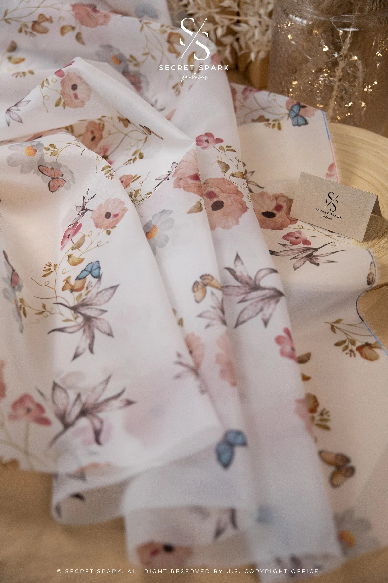 Blue Butterflies Printed Organza by the Yard | Soft | for Dresses ...