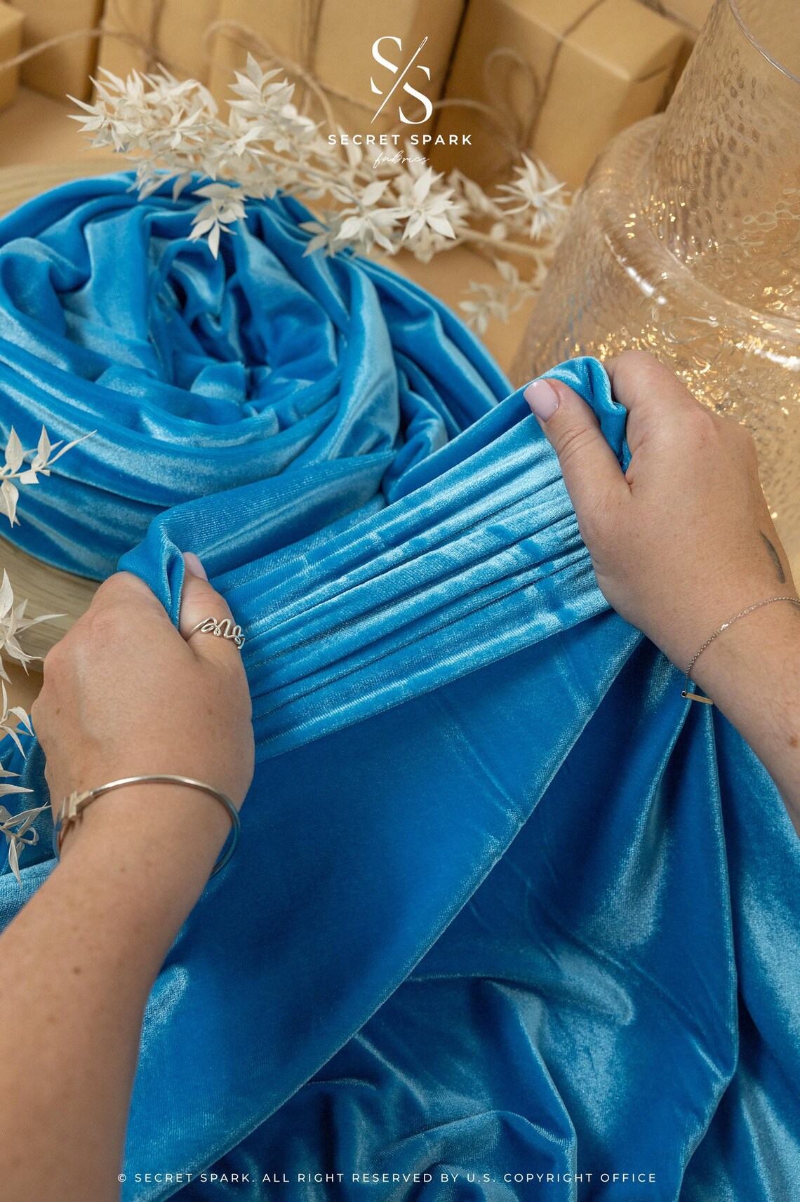Turquoise Blue Stretch Velvet | 4-Way Stretch | for Costumes & Decor ...