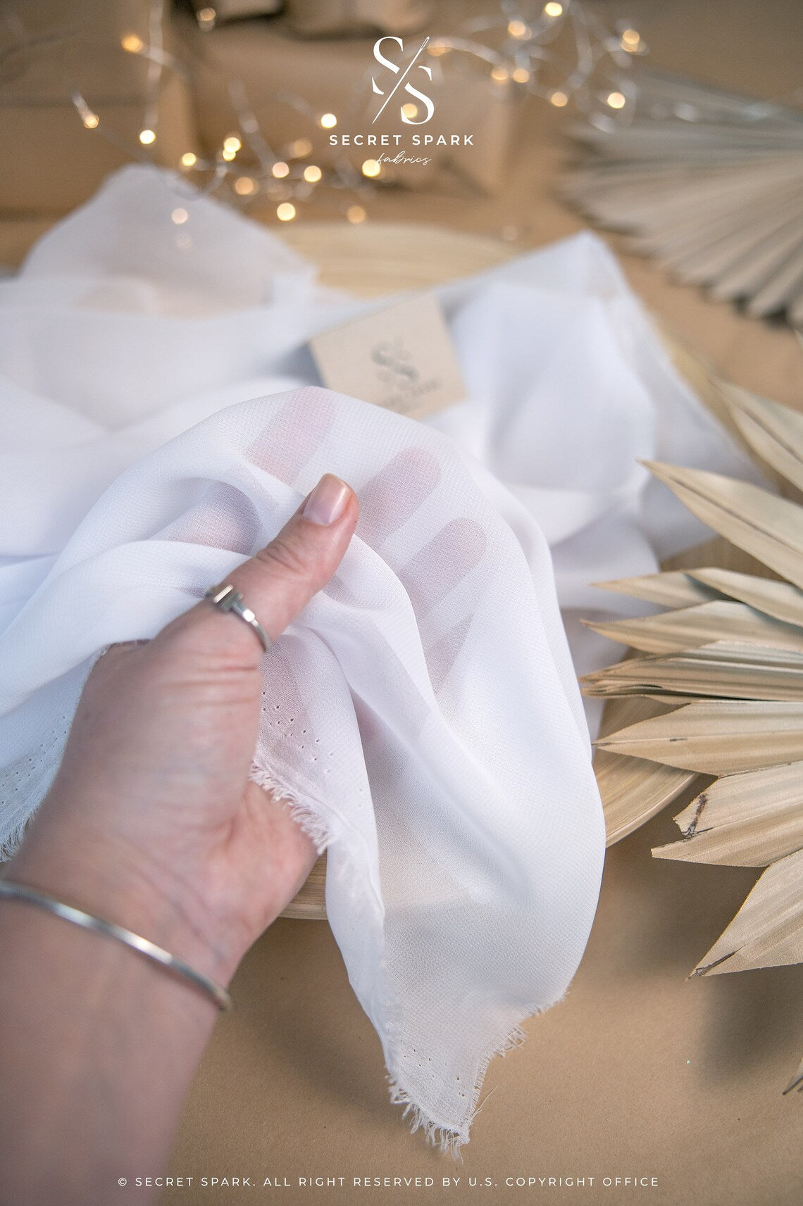 White Color Chiffon Fabric Bridal Material by the Yard, Soft Matte ...