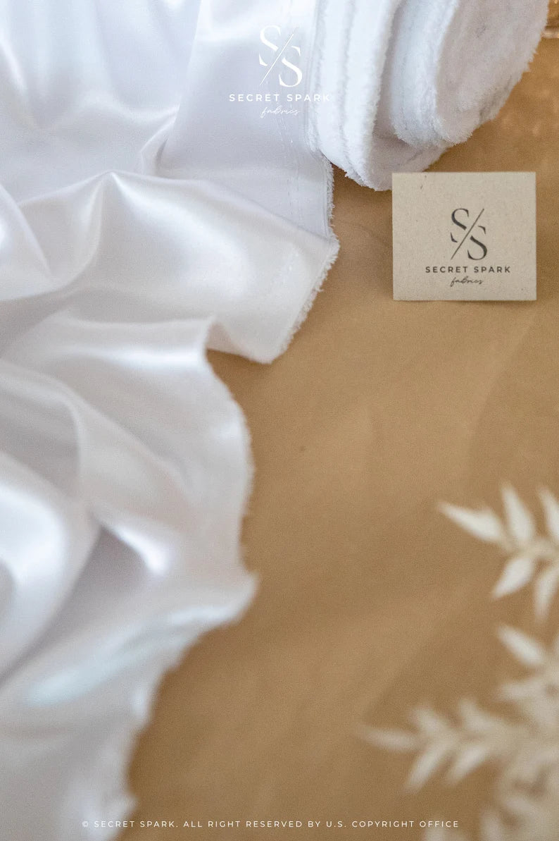 Buy Fabric Online White Silky Satin - Premium Fabric One Way Stretch ...