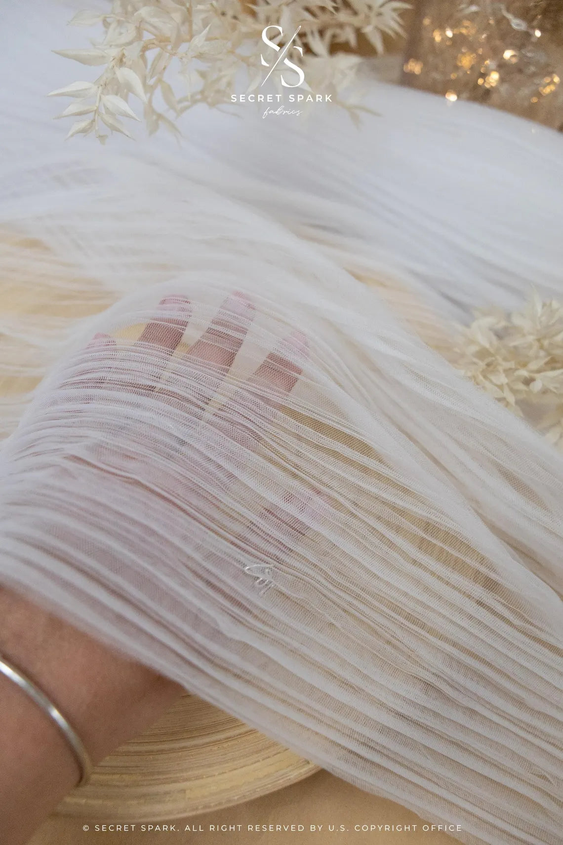 Buy White Pleated Tulle | Premium | for Wedding & Bridal Veils – Secret ...